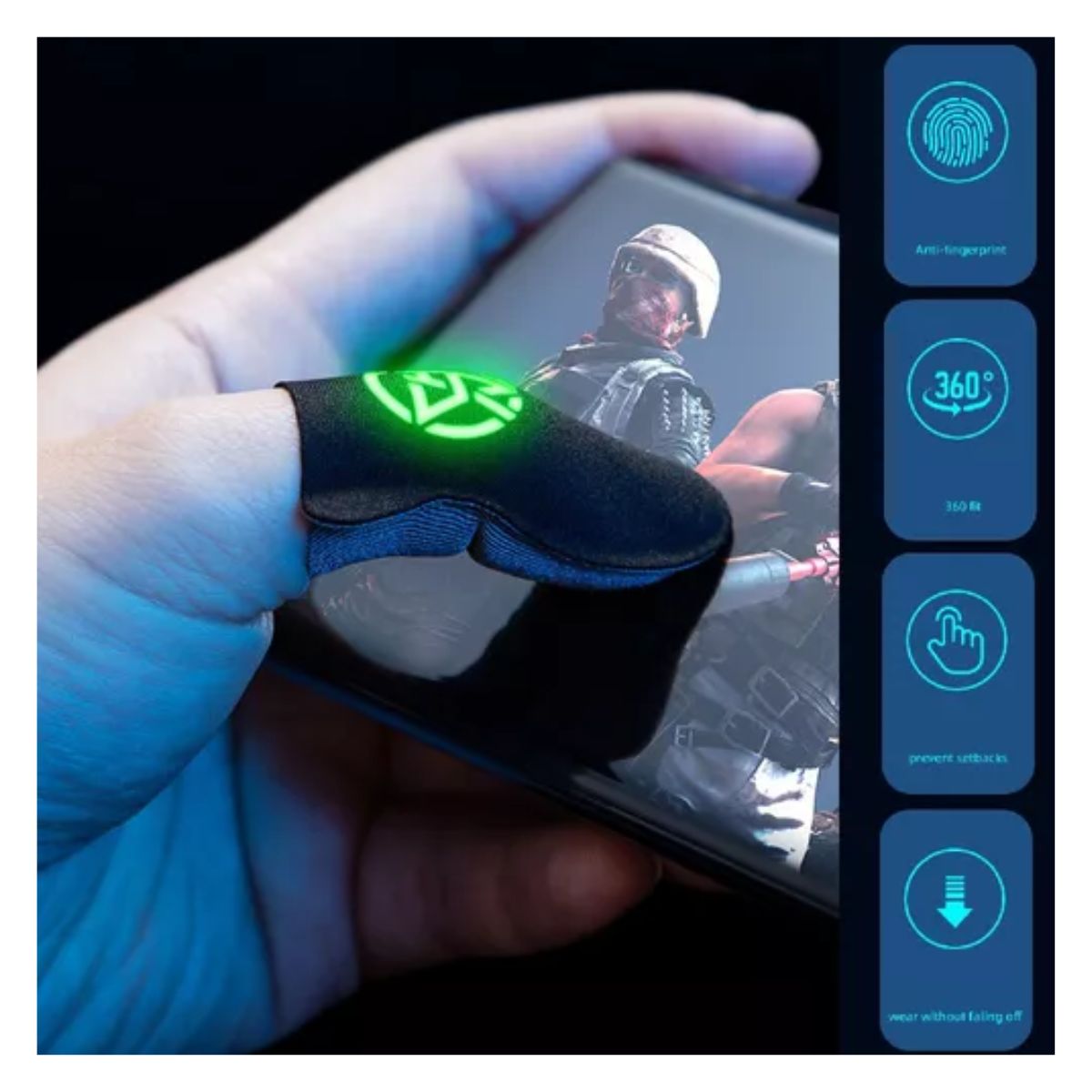 Guantes Dedales Dedos Gamer Original Touch Profesional 4 Pzs negro