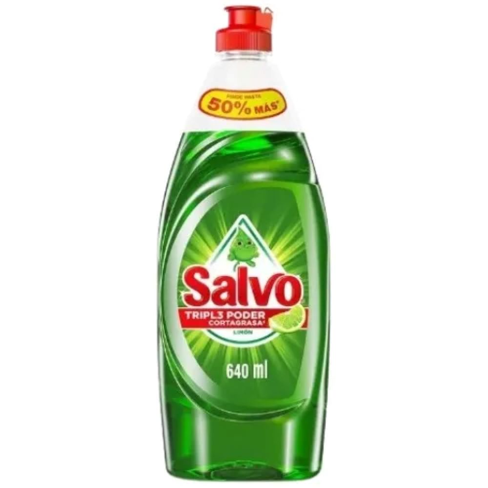 Detergente Lava Trastes Salvo Limón 640ml Caja Con 6 Piezas
