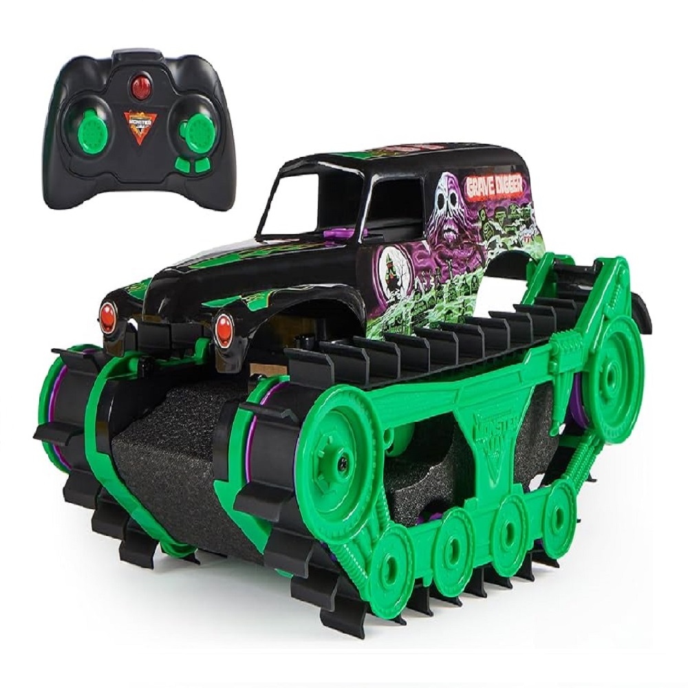 Monster Jam Vehículo Todoterreno Rc Grave Digger Trax Color Multicolor