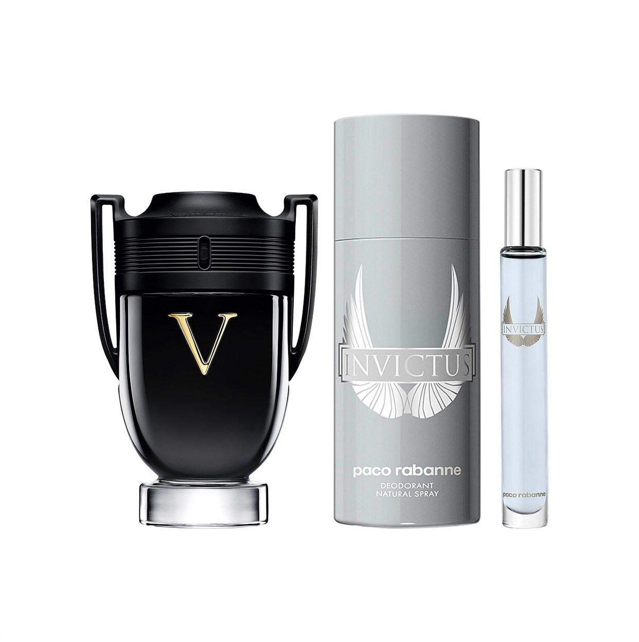 SET INVICTUS VICTORY EDP 100ML + DESODORANTE 150ML + PERFUMERO PACO ...