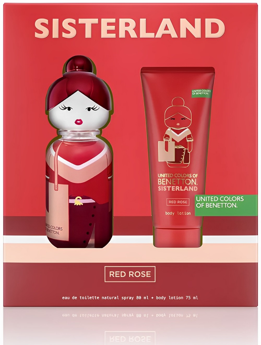 SET SISTERLAND RED ROSE EDT 80ML + CREMA CORPORAL BENETTON PERFUME PARA ...