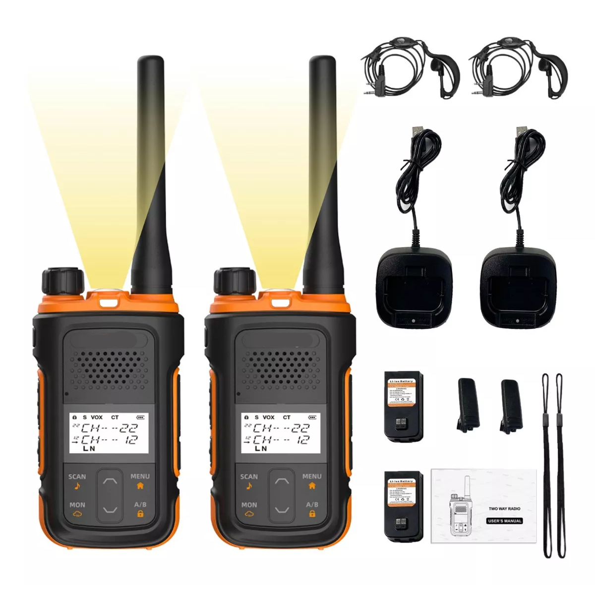 Par 2 Radios Pofung F12 Uhf Con Manos Libres Set-2 Color Negro