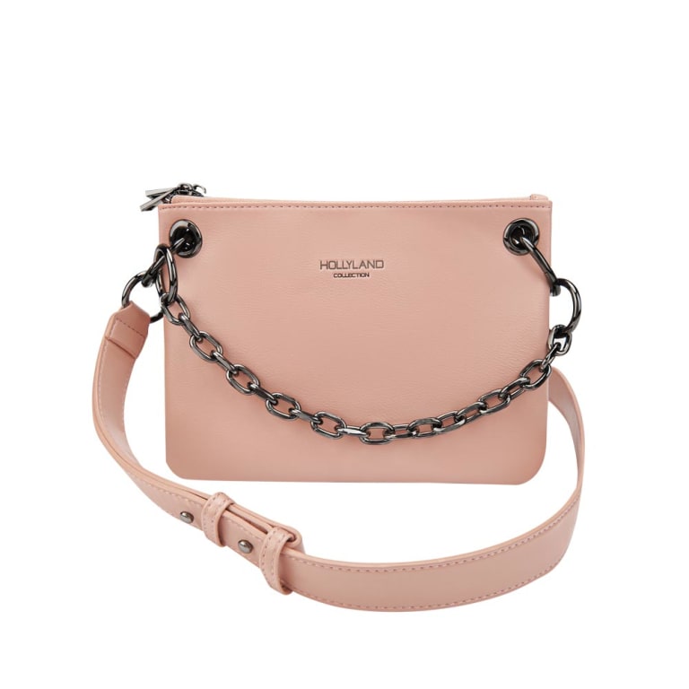 Bolsa Cross Body Dama Color Palo De Rosa Con Cadena