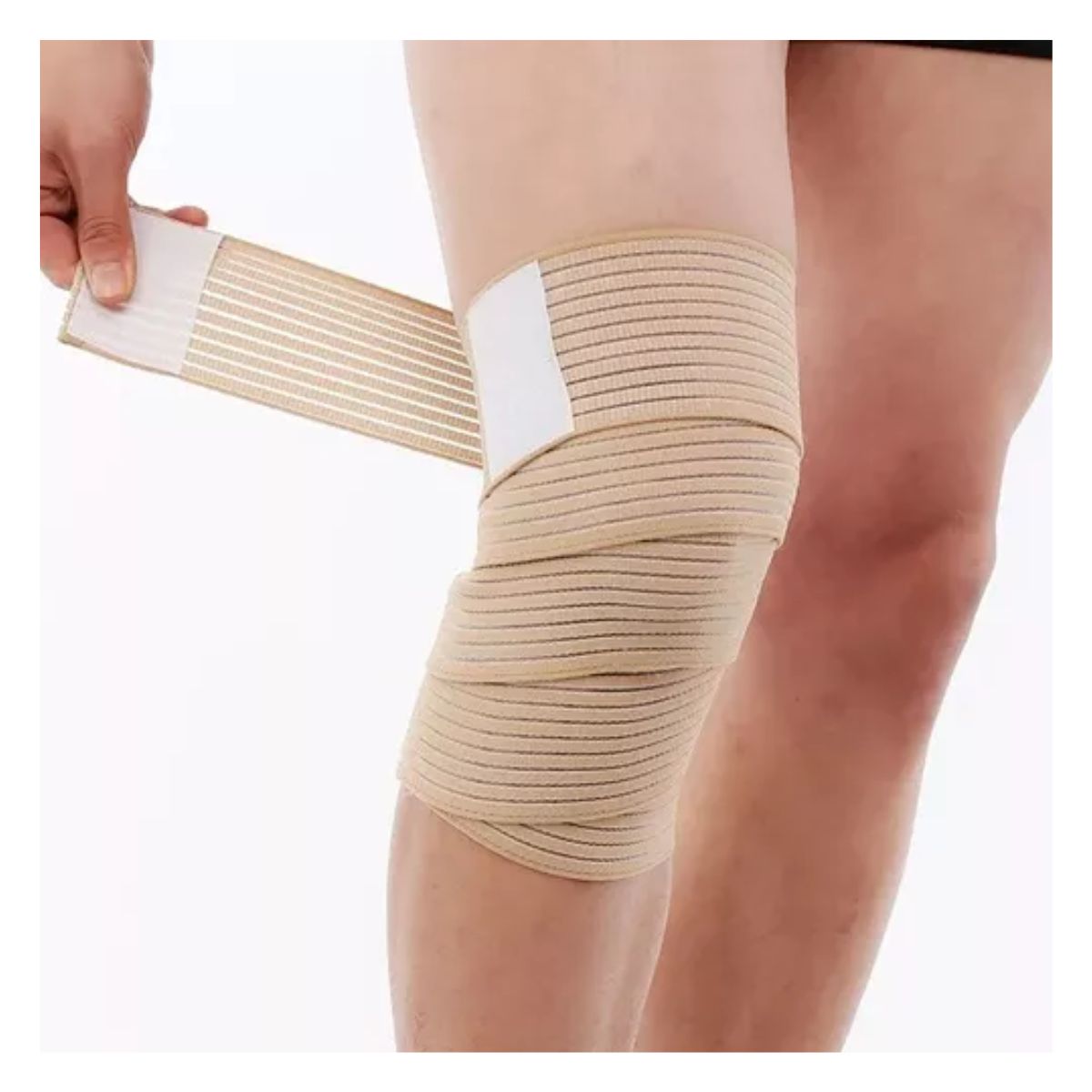 Rodillera Elastica Vendas 2 Par Bandas Deportiva Rodilla Gym beige
