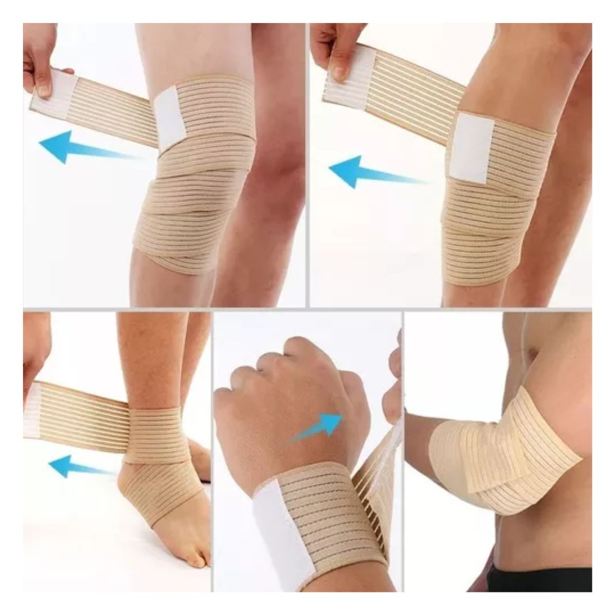 Rodillera Elastica Vendas 2 Par Bandas Deportiva Rodilla Gym beige