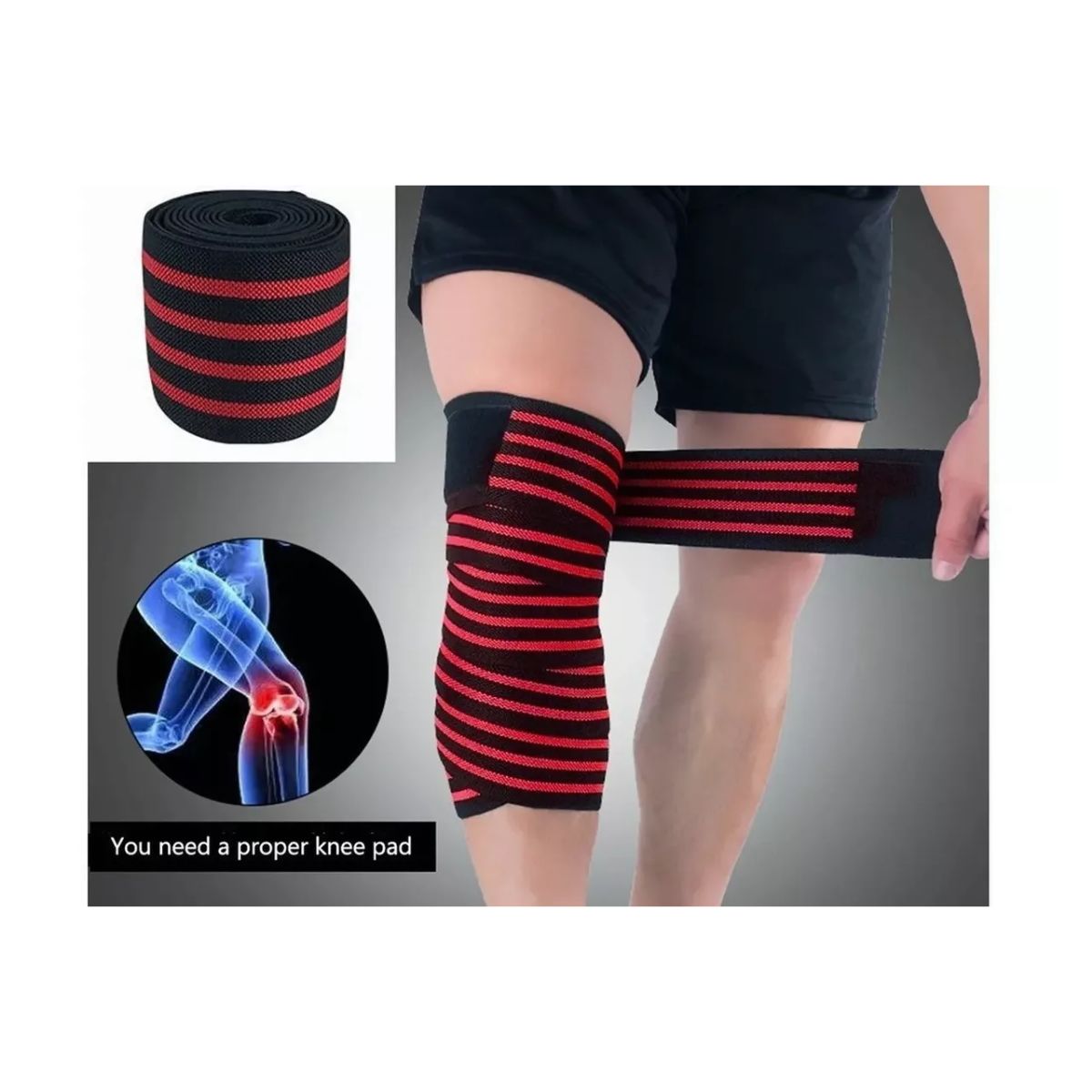 Rodillera Elastica Vendas 1 Par Bandas Deportiva Rodilla Gym rojo/negro