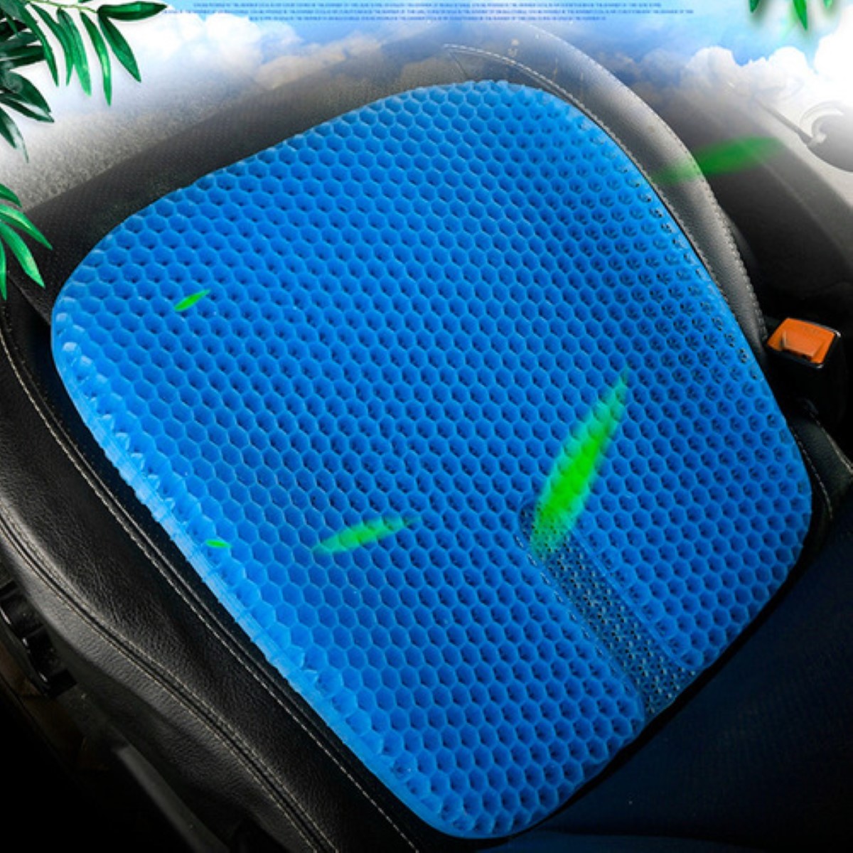 Cojin Gel Silicon Ergonomico Panal Comodo Asiento Auto Silla AZUL