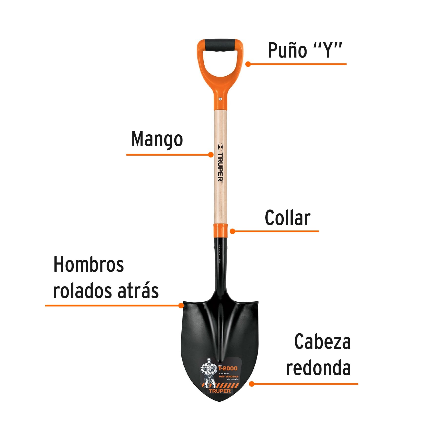 PALA CUADRADA T-2000, PUÑO "Y", TRUPER 17161