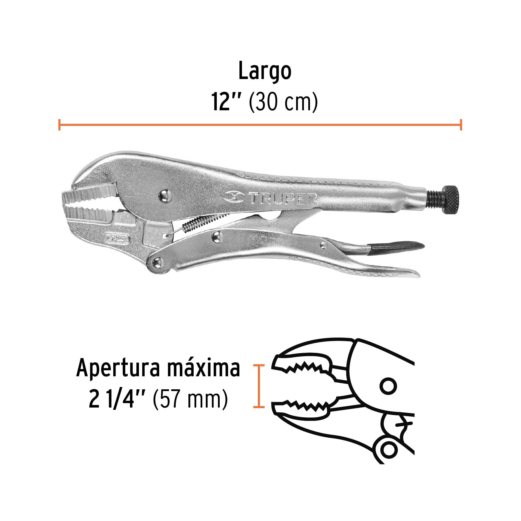 PINZA DE PRESIÓN 12" MORDAZA RECTA, TRUPER 17431