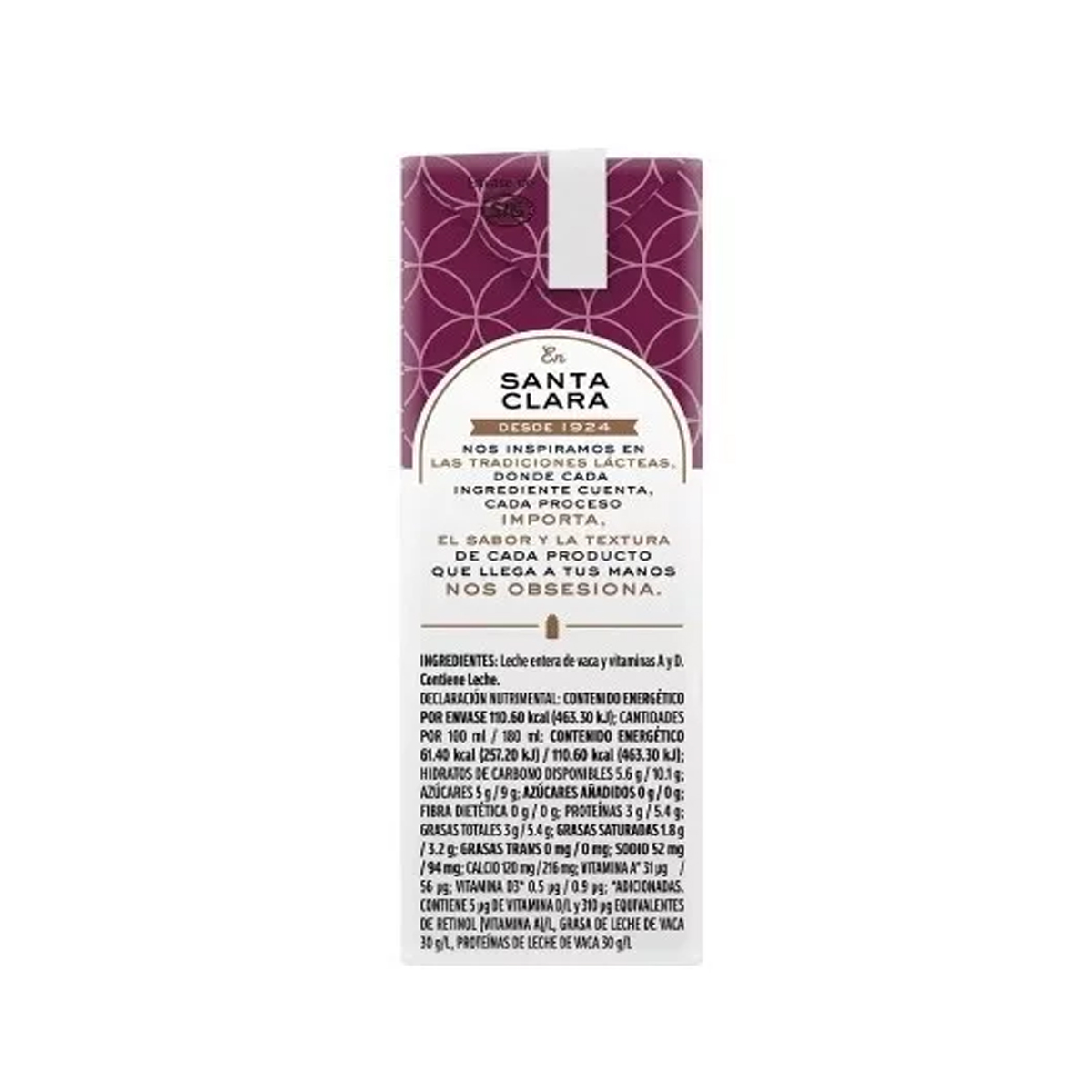 Leche Entera Santa Clara 180 ml 24 Piezas