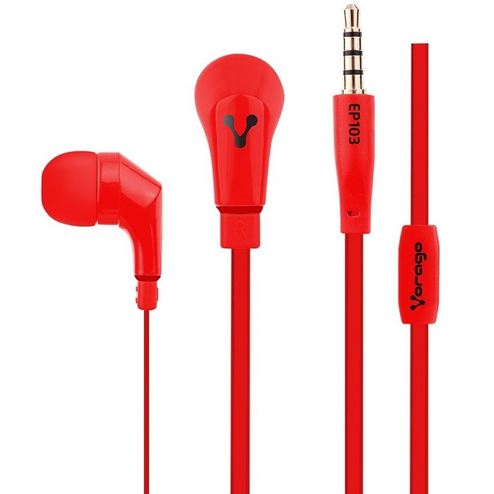 Audifonos Vorago EARPHONES 103 Microfono Rojo 3.5mm EP-103-RD.