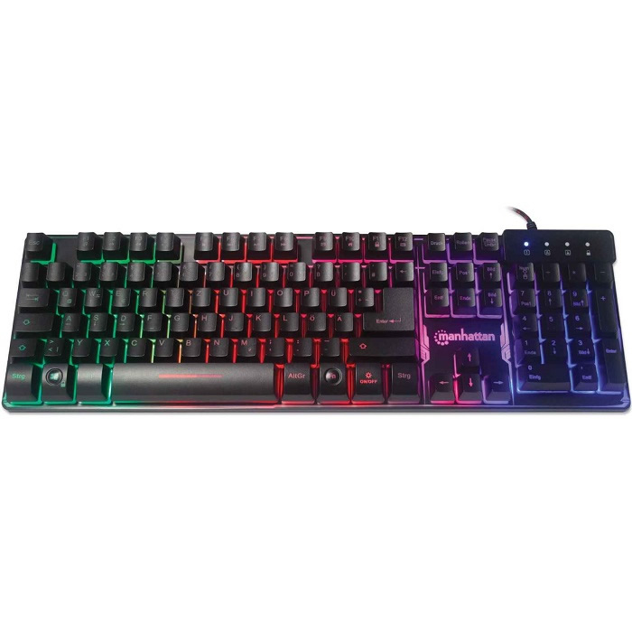 Teclado Manhattan Gaming Retroiluminado LED Alambrico USB 178457.