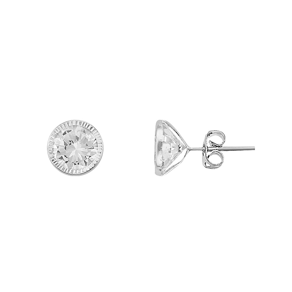 Broquel Bisel Diamantado 8mm en Plata .925