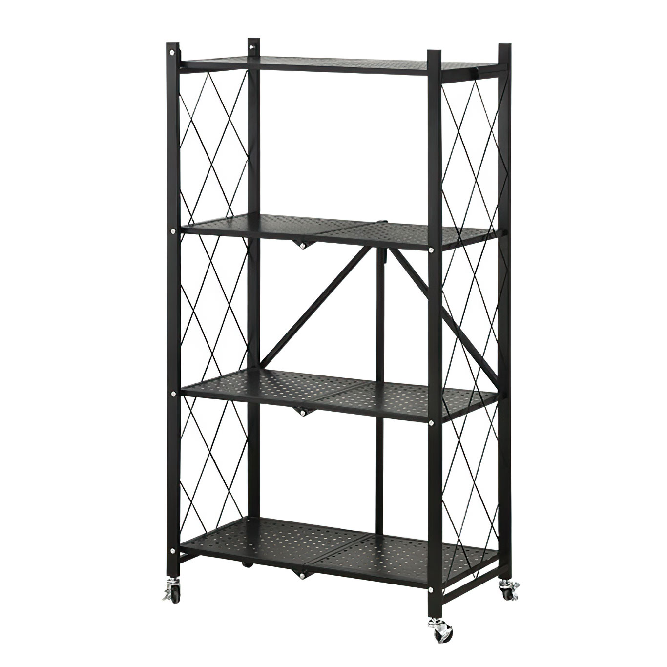 Estante rack plegable con 4 niveles negro