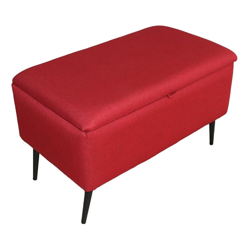 Taburete Individual con Baúl Zapatero Rojo Reposapiés
