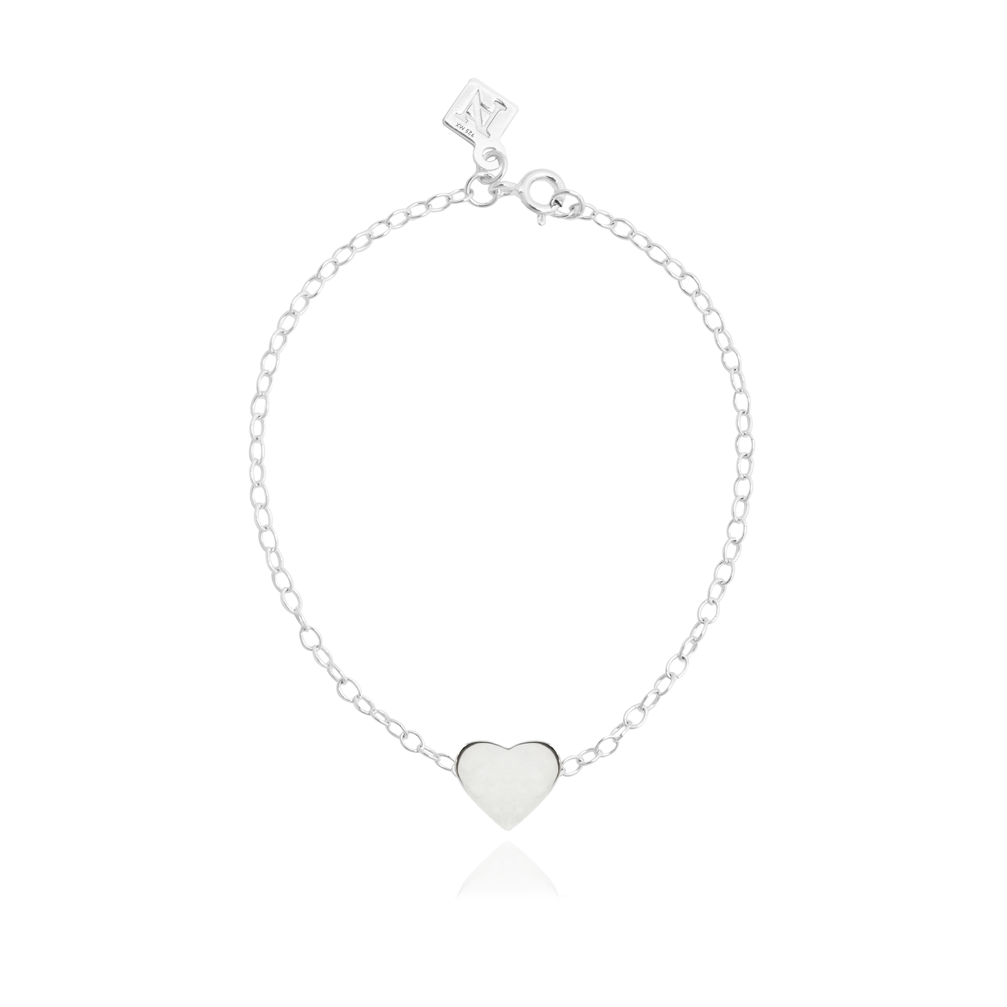 Pulsera Corazón Abombado con Cadena de Plata, Colección Maite para ...