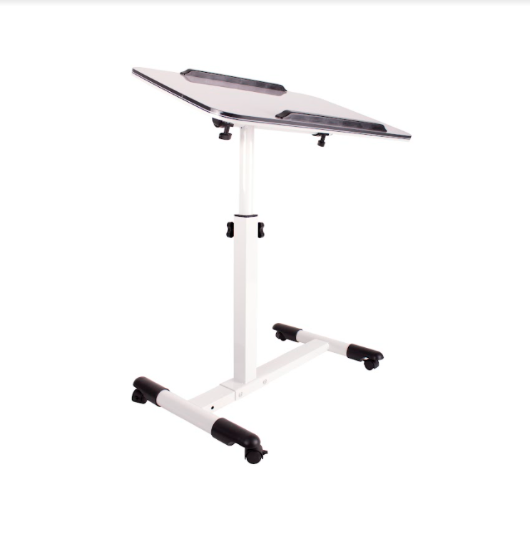 Mesa Baja para Laptop Ajustable con Ruedas Blanca