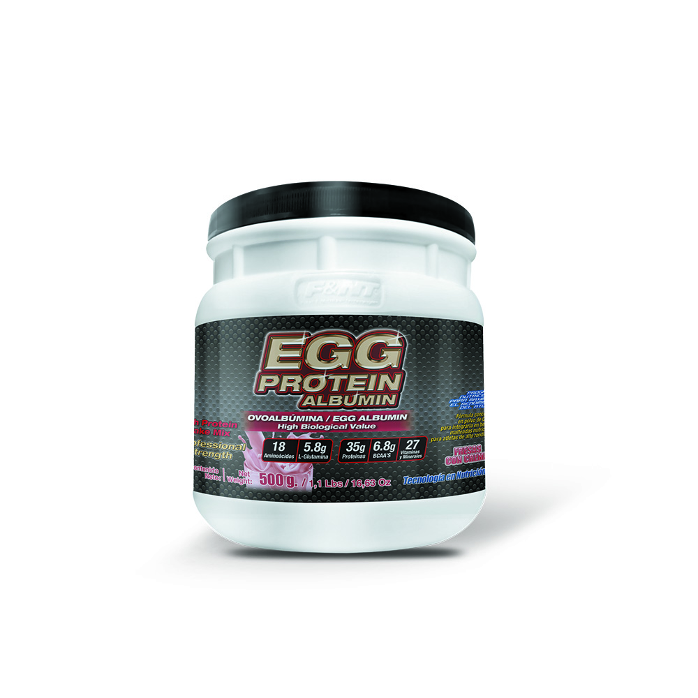 Egg Protein 500 Gr : Ovoalbúmina Clara De Huevo Sabor Fresas con crema F&nt