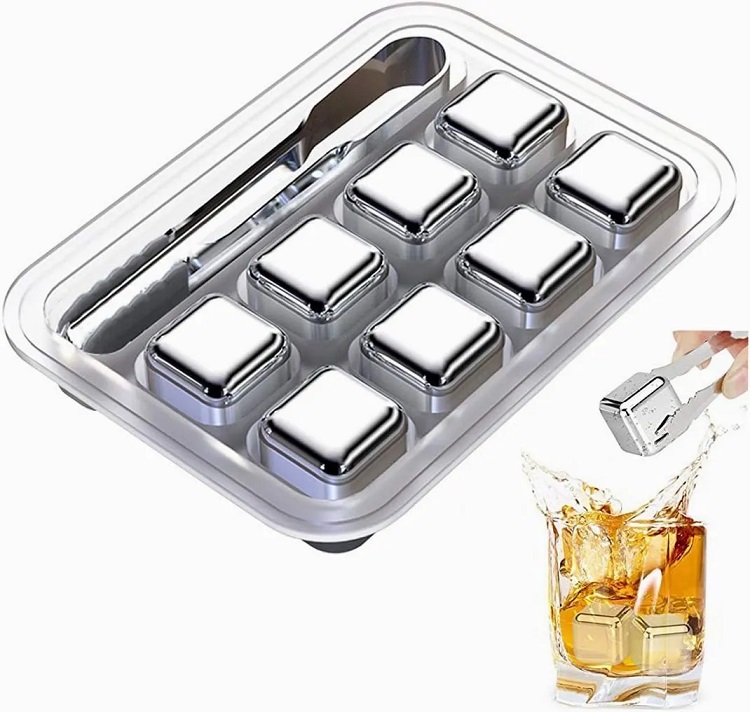 Kit Cubos De Hielo Acero Inoxidable 8 Pzs