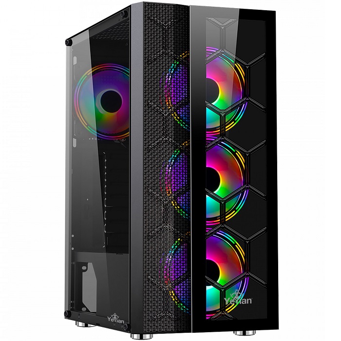 Gabinete YeYian RAPTURE 2500 LED RGB 3 Ventiladores Vidrio Templado YCH ...