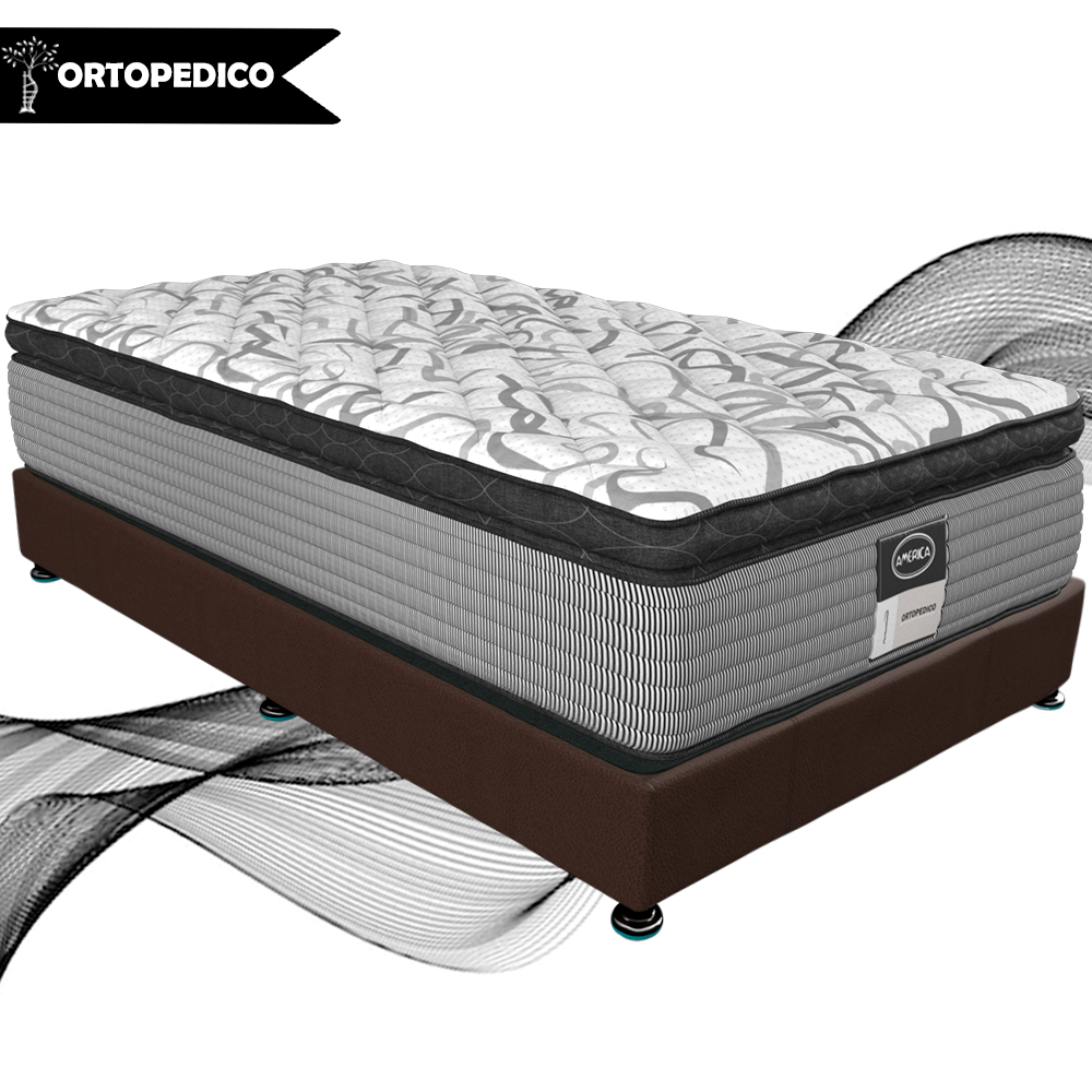 Colchón y Box Individual América Bloom Ortopédico Súper Confort