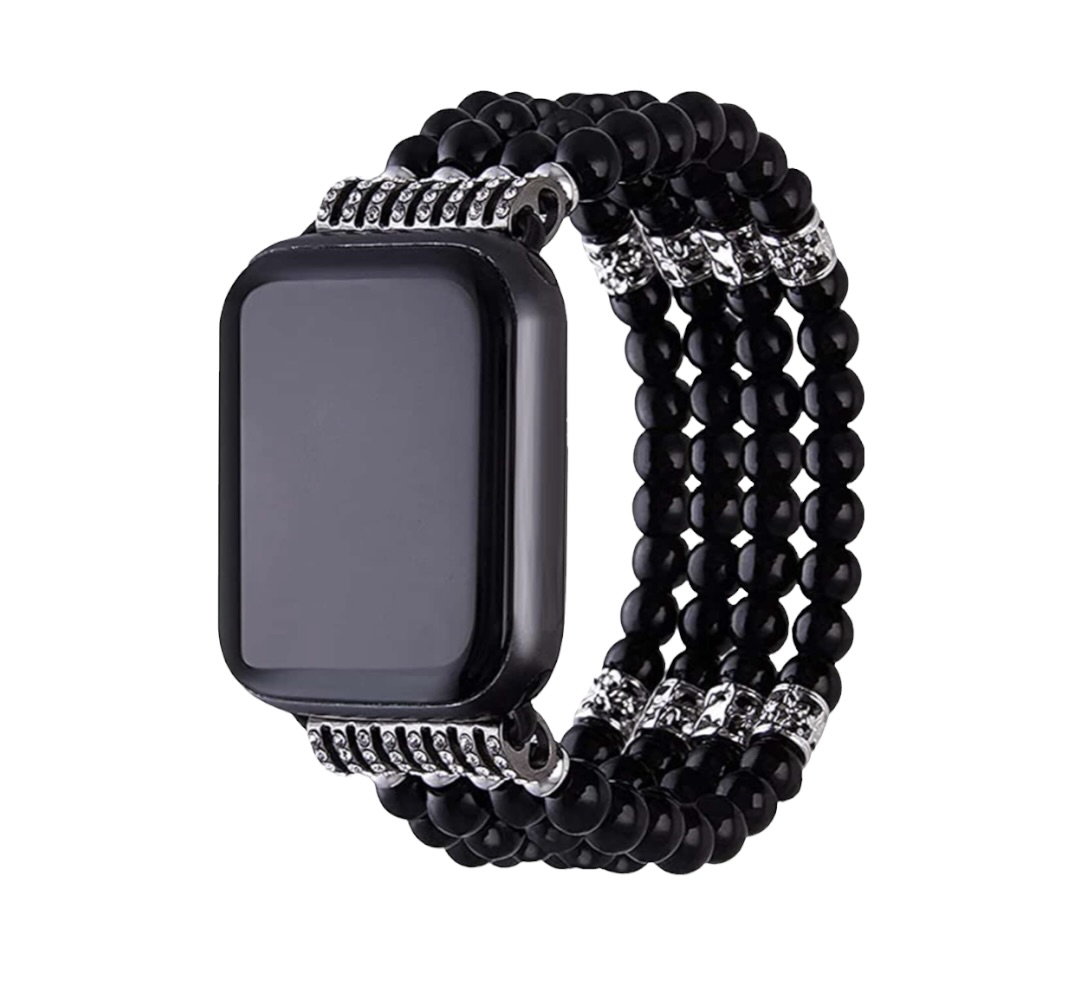 Correa Band Tipo Pulsera cuentas negras y rosas Compatible Con Apple ...