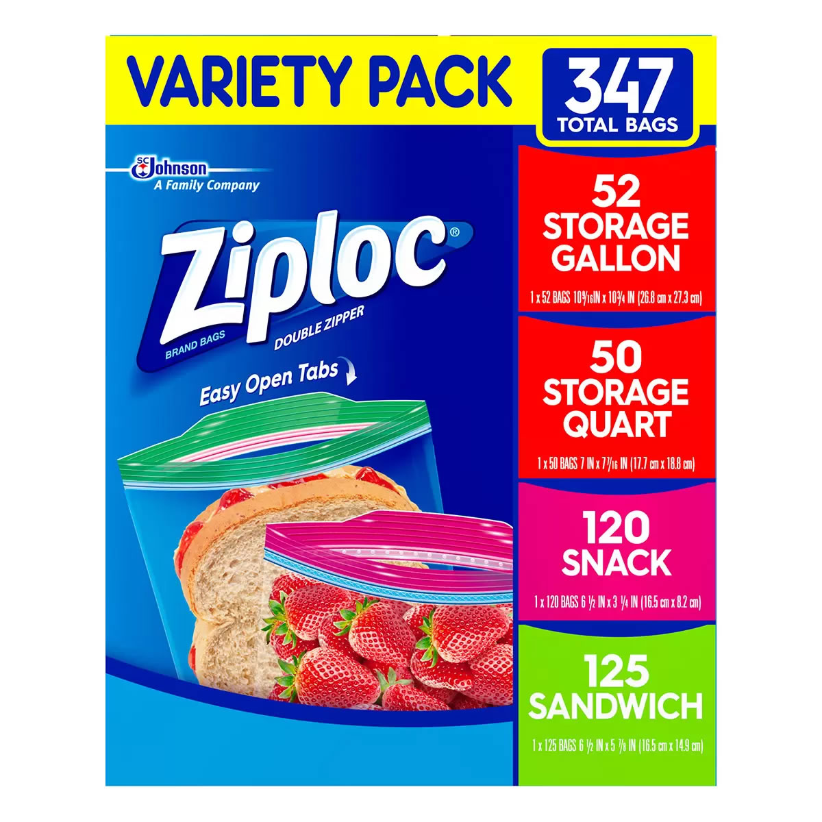 Ziploc Paquete Surtido de Bolsas 347 pzas 546302 CST