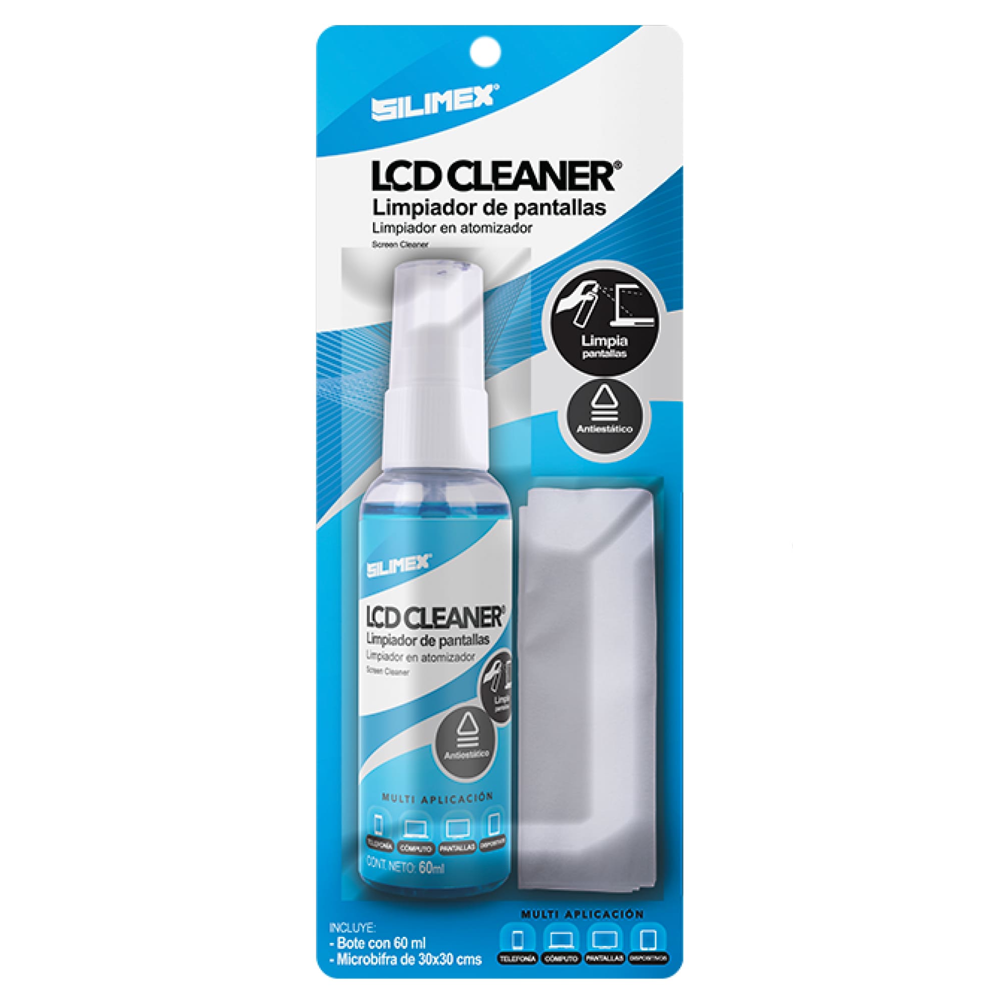 Kit para Limpieza de Pantallas, Silimex LCD Cleaner de 60 ML con ...