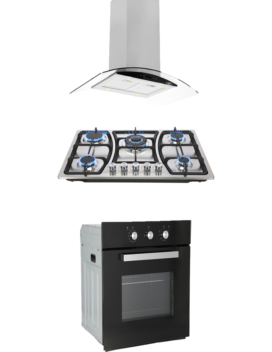 COMBO Campana 90cms Cristal Curvo Tipo Isla Control Digital y Parrilla ...