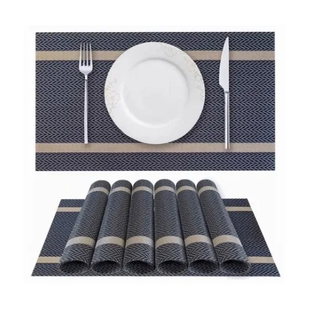 Mantel Individual Rectangular Mesa Pvc Ecológico Elegant 6pz