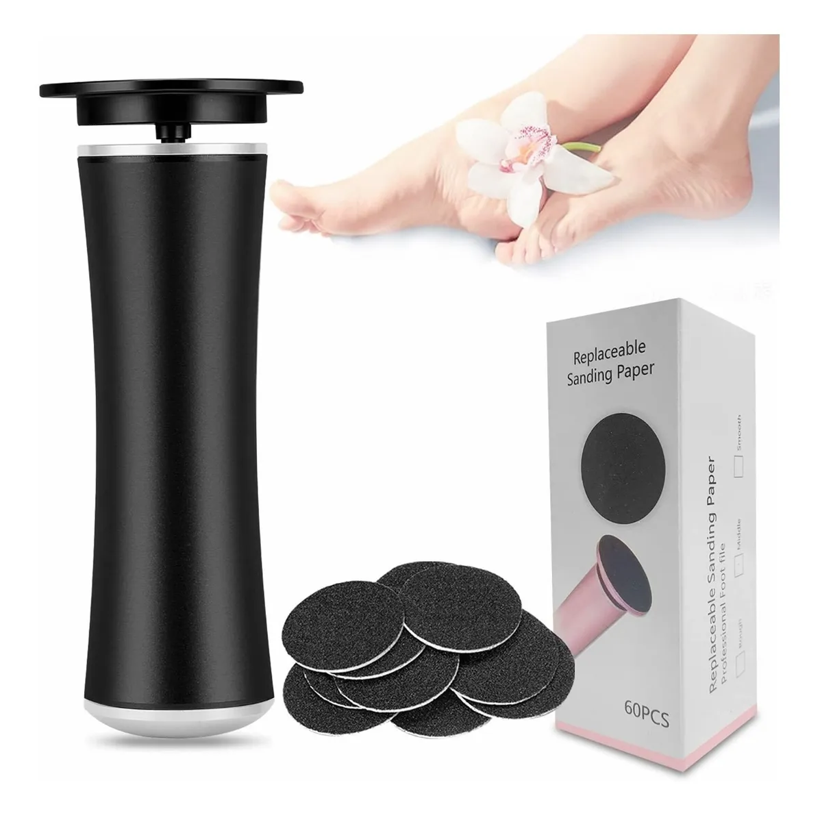 Removedor De Callos Profesional Electrico Exfoliante De Pies Negro