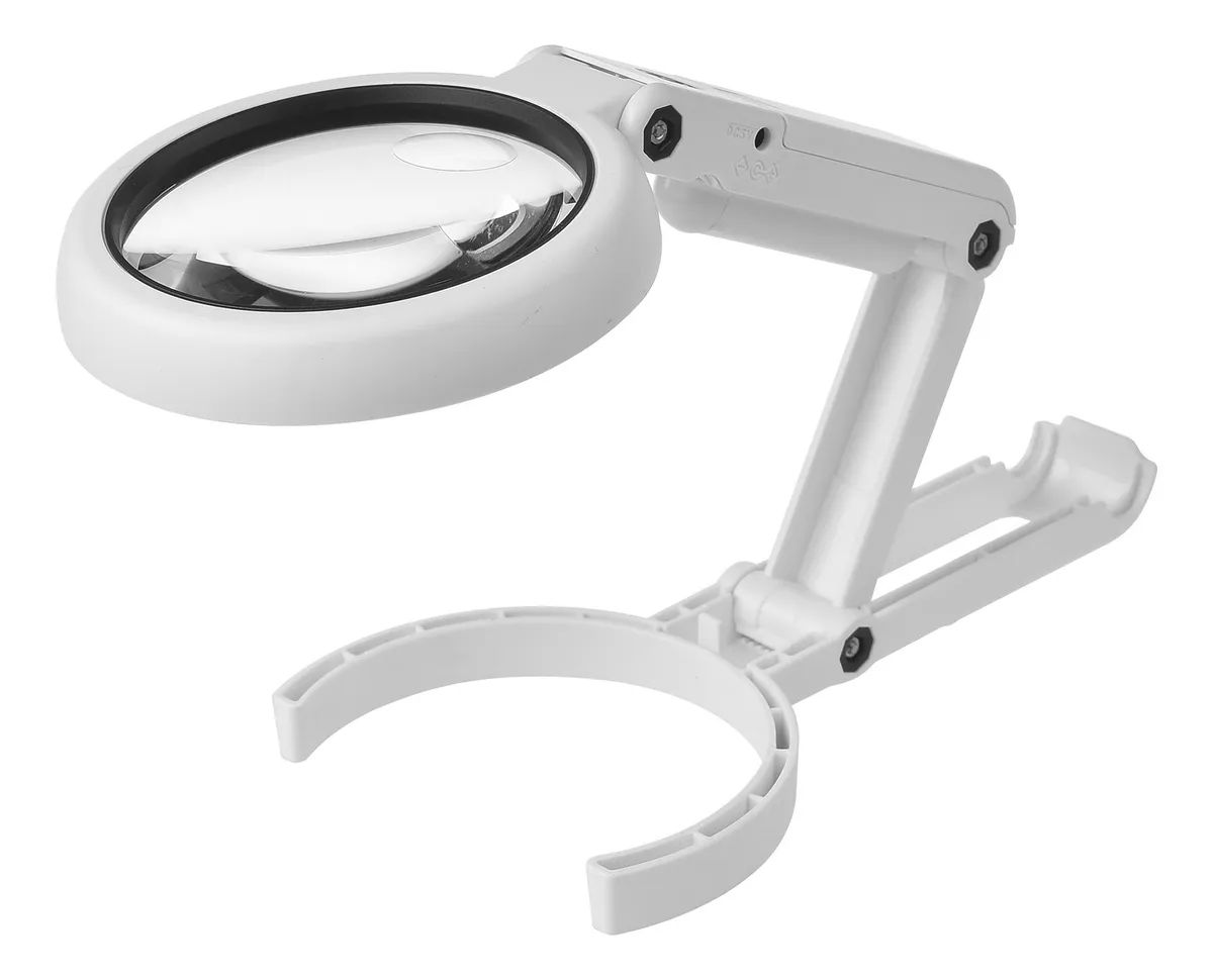 Mini Lupa 10x Y Soporte Con Usb Blanca