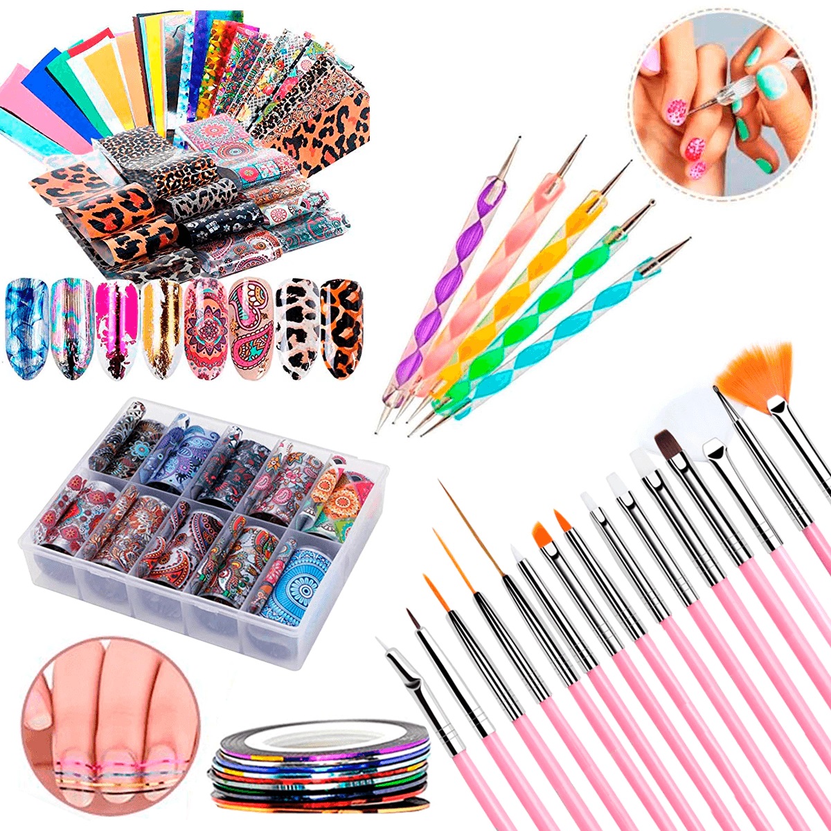 Uñas Manicura Set uñas 60 Piezas Kit Para Decoración de uñas