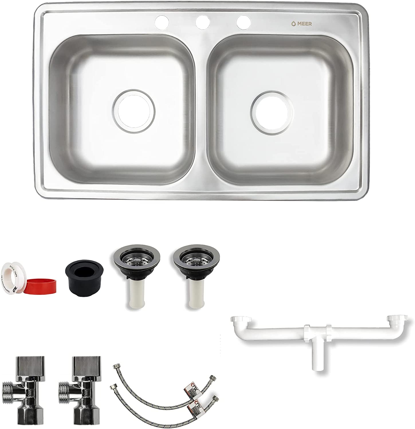 Tarja Doble en Acero inoxidable 84cm x 48cm con Kit de Instalación ...