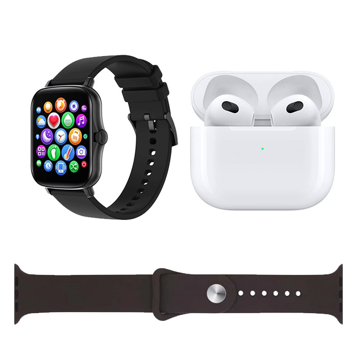 Combo smartwatch T55 Pro Max más Audífonos inalámbricos y Correa Extra