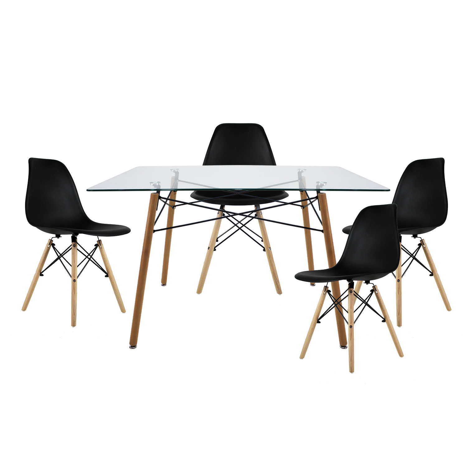 Set de Comedor 4 Sillas Oslo Negro y Mesa Rectangular 120 cm Mundo In.