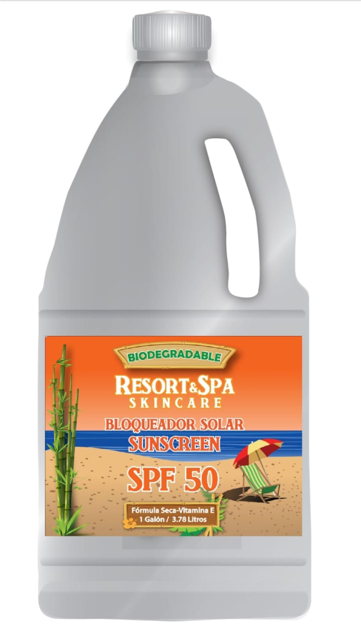 Galón de Bloqueador Solar SPF 50 4 Litros Biodegradable, Orgánico y Natural