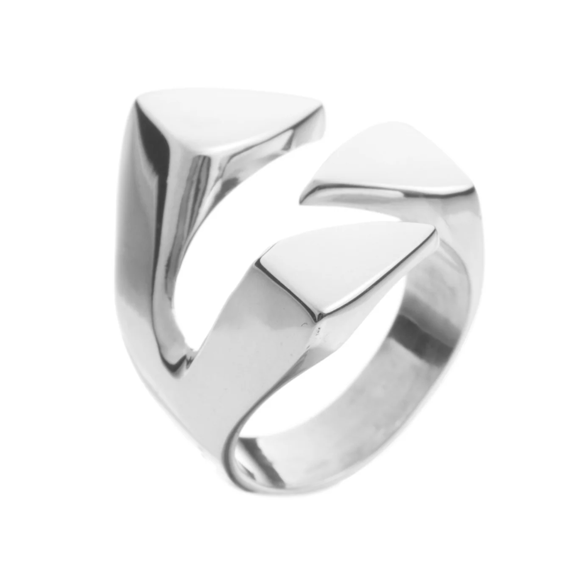 Anillo ajustable numero 7 de diseño triángulos de plata ley .925 ...