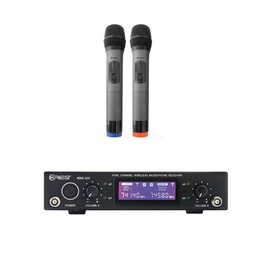 Micrófono inalambrico KRIEG kdc-400 Doble Uhf, Frecuencia Fija