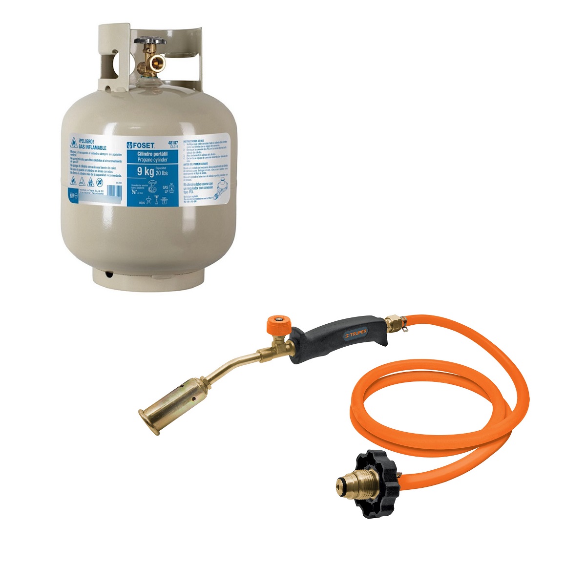 Tanque de Gas 9 kg Portátil mas Soplete con manguera para gas, 200 PSI ...