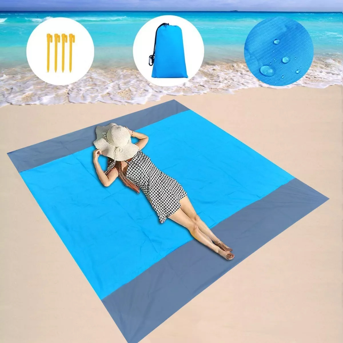 Manta Para Playa Impermeable Colchonetas Campo Picnic Petate.