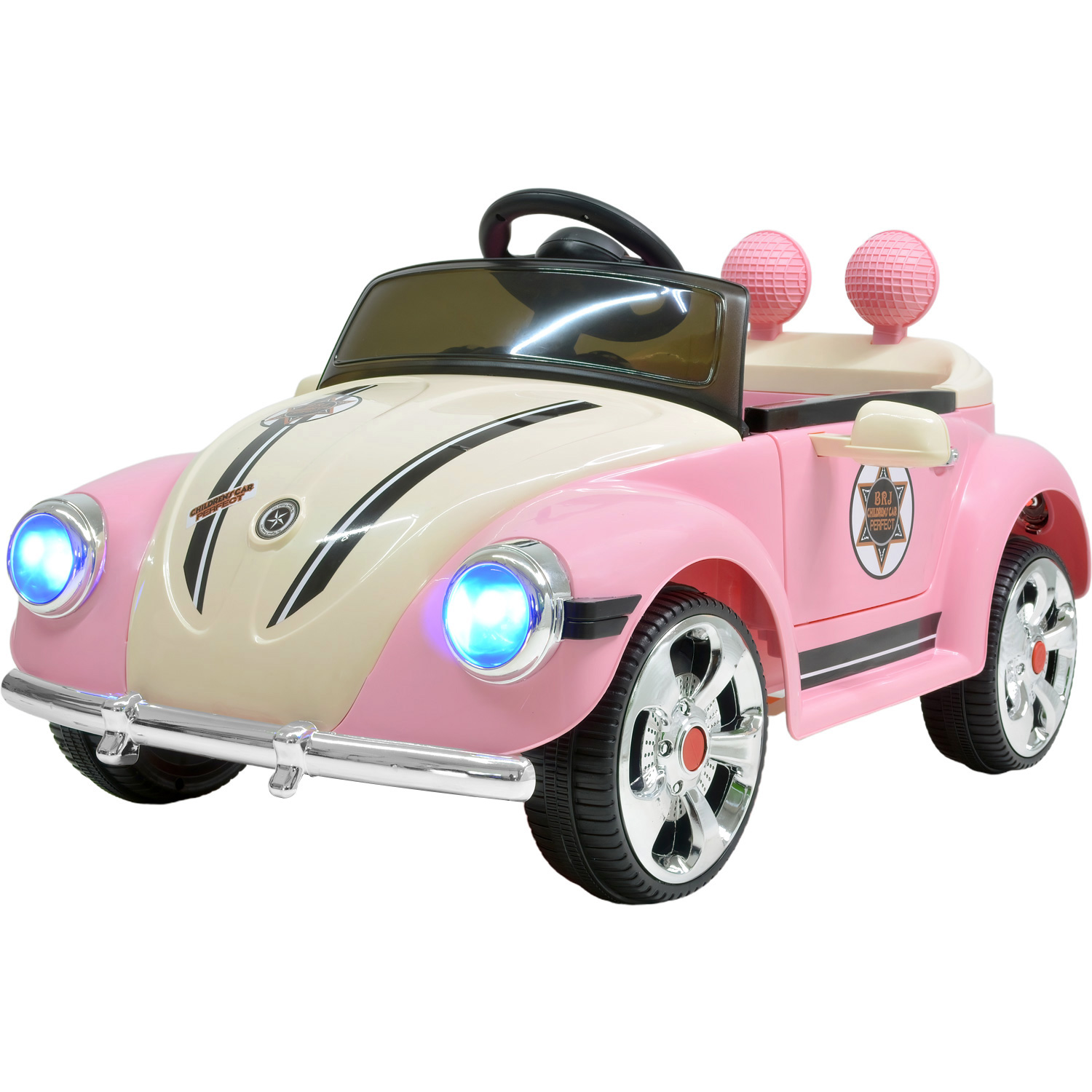 Carro Montable Tipo Vochito Electrico Musica Usb Y Control Rosa