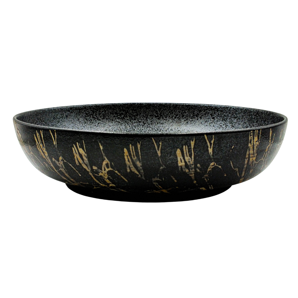 Lavabo Cerámico para Baño ZAN, colores negro y cobrizo con texturas en ...