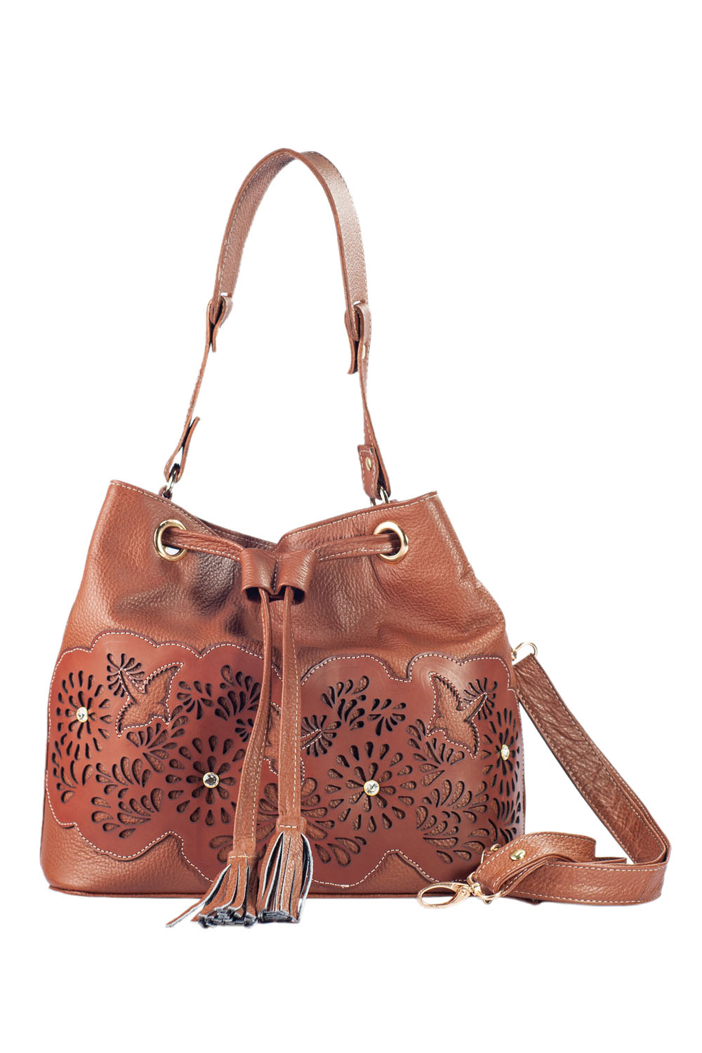 Bolso tipo Tote A ÁNGELOZANO de piel vacuna con detalles de piel ...