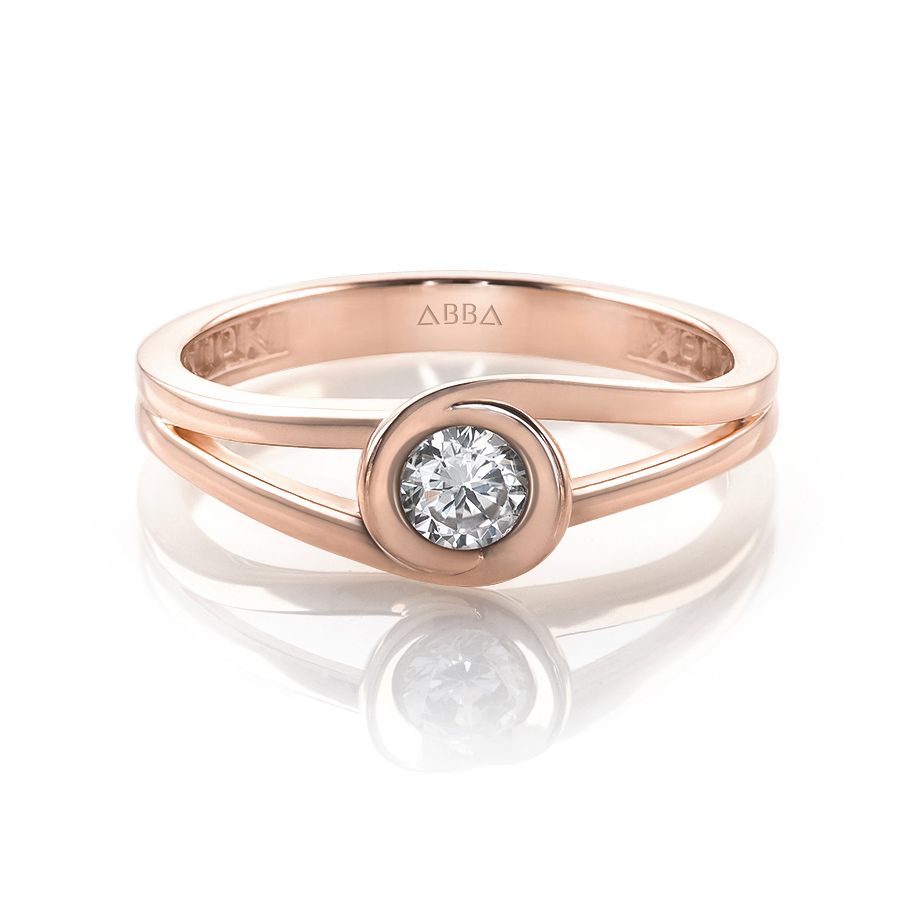 ANILLO DE COMPROMISO 10K ORO ROSA CON PIEDRA PÉTALOS ABBA JOYAS.
