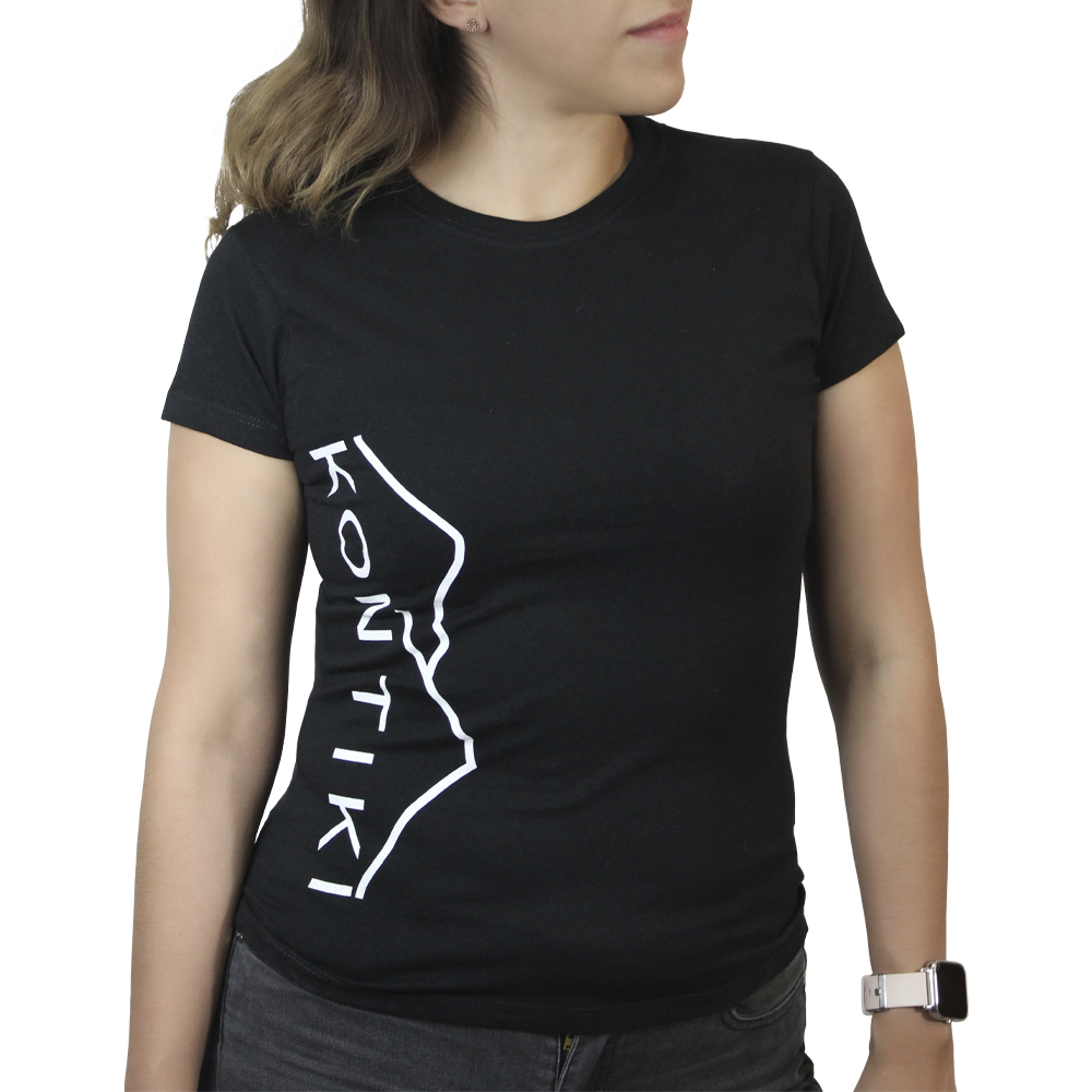 Playera Negra KON TIKI para Mujer, Aventura y Ciudad Manga Corta Lateral-BK