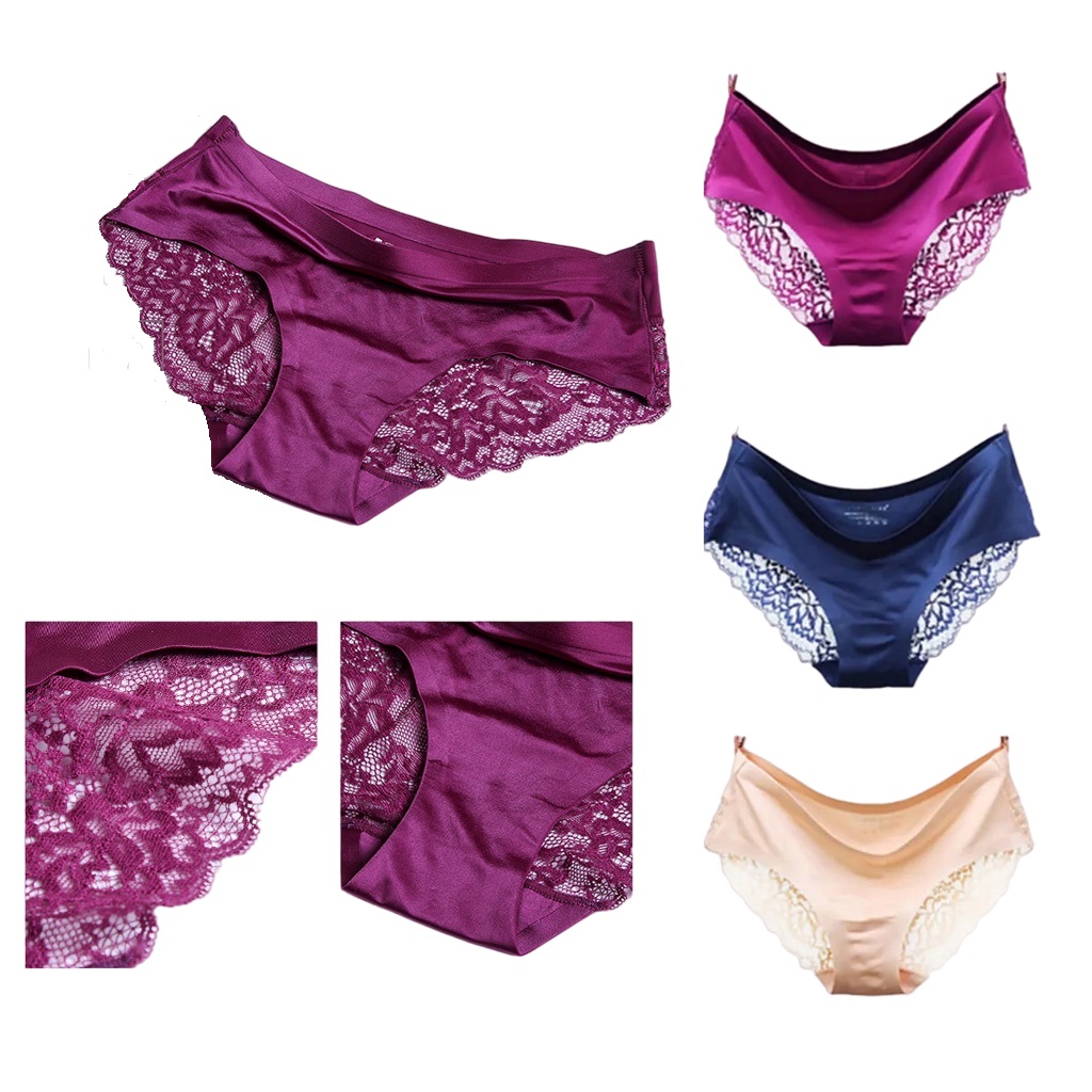 Panties con encaje para dama 3 pza.