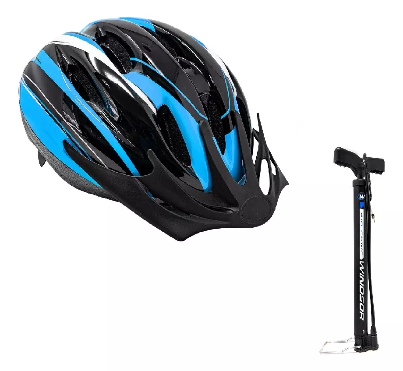 CASCO DE BICICLETA UNISEX T-54/58 + BOMBA P/BICICLETA WINDSOR AZUL ENDY2