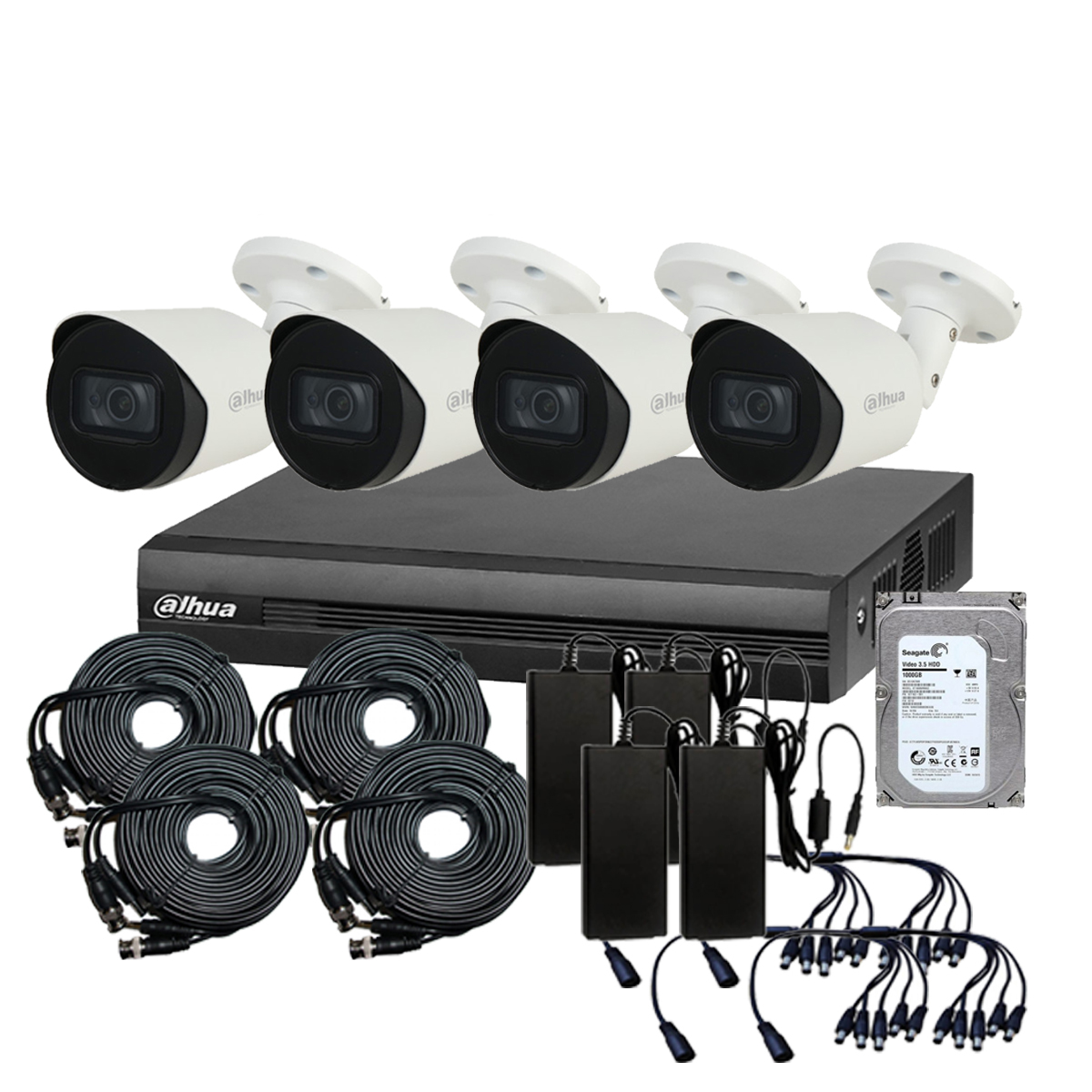 Kit Cctv 4 Camaras de seguridad video vigilancia Bullet Dahua 4k 8mpx ...