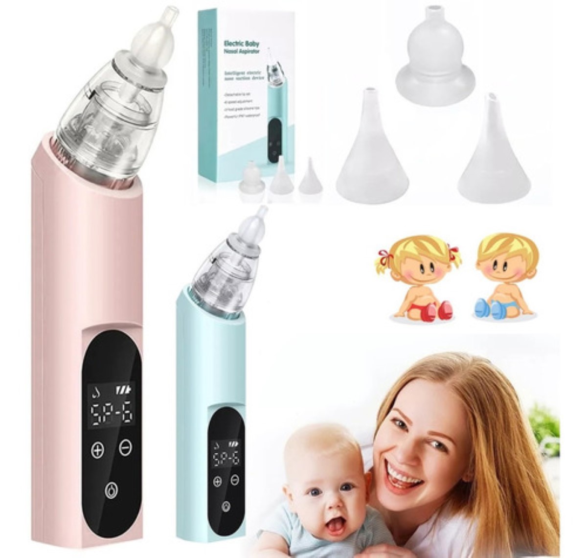 Aspirador Nasal Electrico Para Bebe Saca Mocos Limpiador Rosa